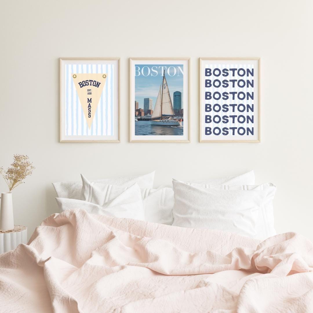 Boston Wall Art Set of 3: Minimalist Skyline Prints (digital Download ...