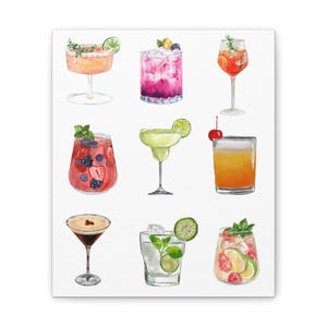 Colorful Cocktail Canvas Art Print, Home Bar Decor, Kitchen Wall Art ...