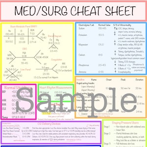 Lab Values and Med Surg Cheat Sheet - Etsy