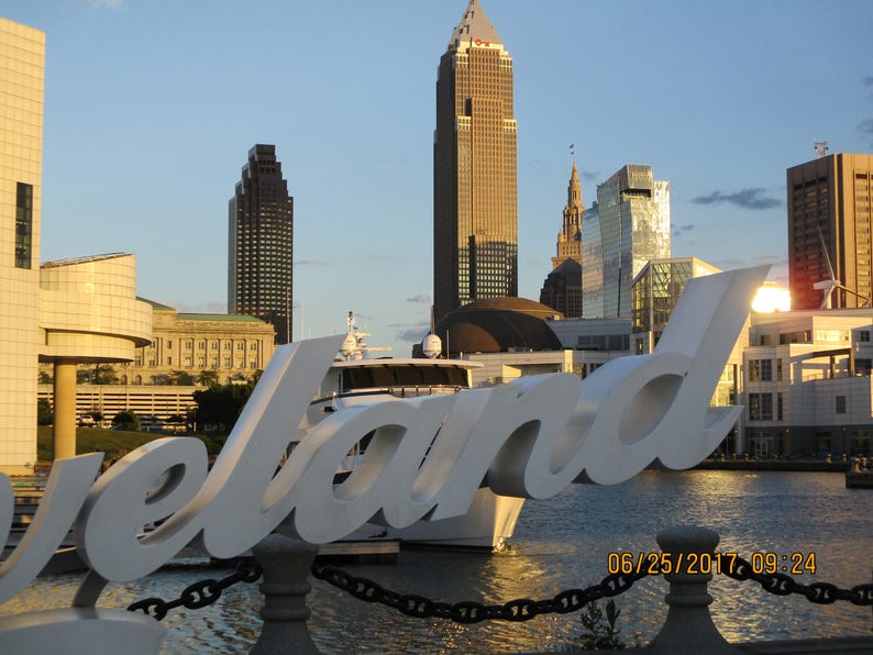 Cleveland Sign With the Skyline - Etsy