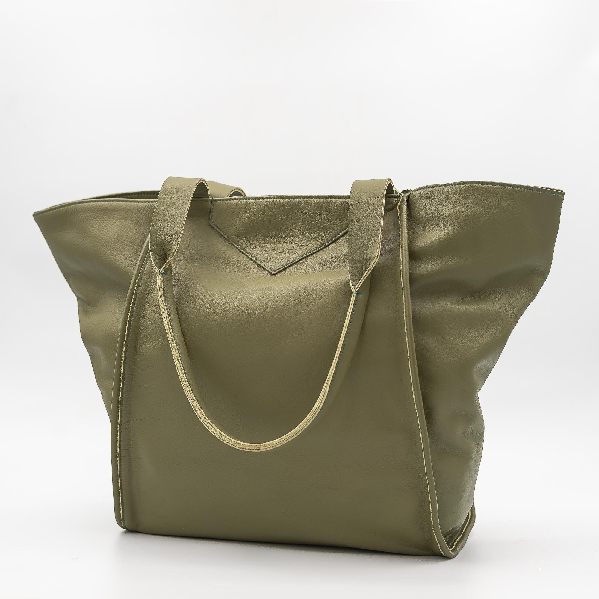 Leather tote handbag women Olive Green soft distressed large | Etsy