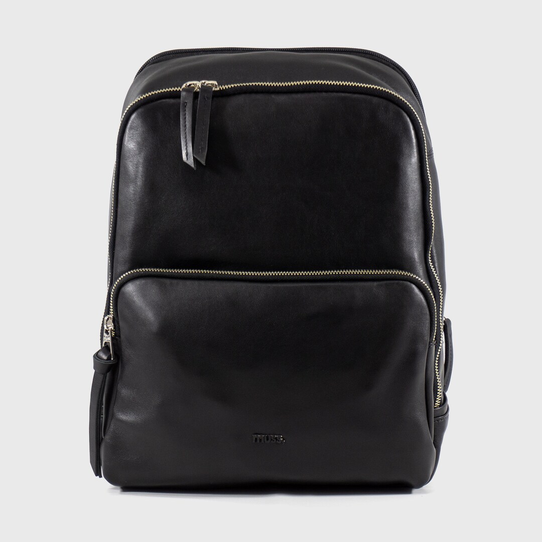 Black Leather Laptop Backpack: Soft Full Grain Leather, College Office ...