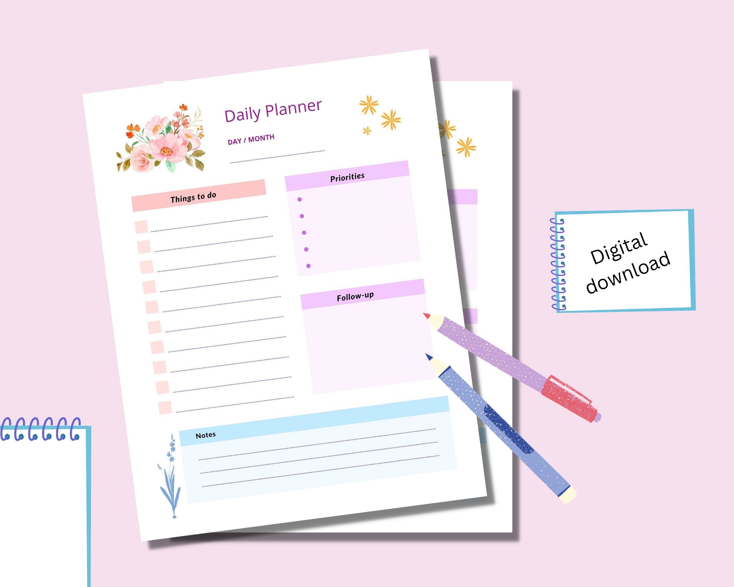 Printable Daily Planner Instant Download Printable Daily Use Priorities ...