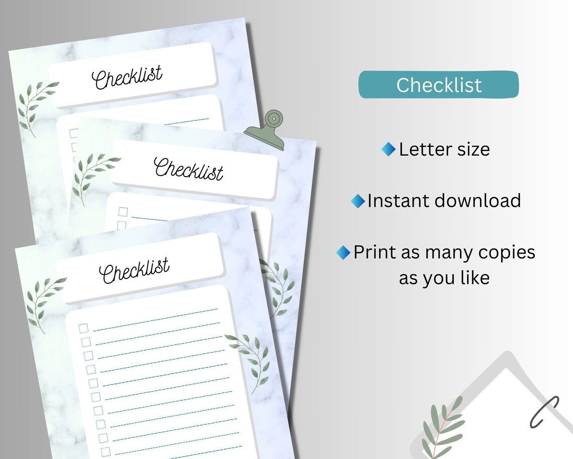 Checklist Printable Lettersize List Checklist Simple Checklist Organise ...