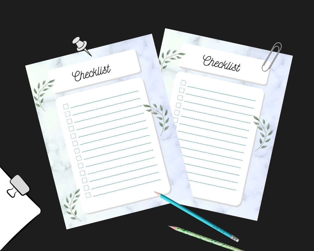 Checklist Printable Lettersize List Checklist Simple Checklist Organise ...