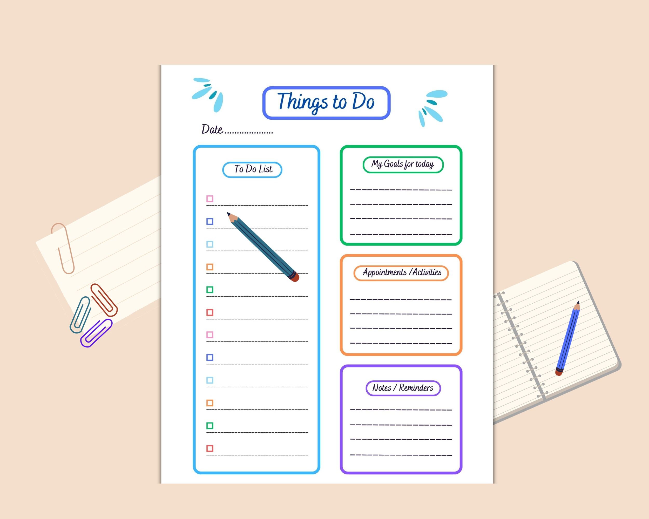 Printable to Do Planner Printable Digital Download Daily Reminder Track ...
