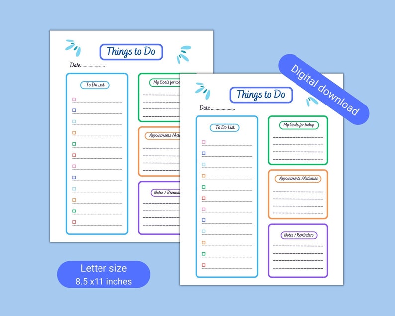 Printable to Do Planner Printable Digital Download Daily Reminder Track ...