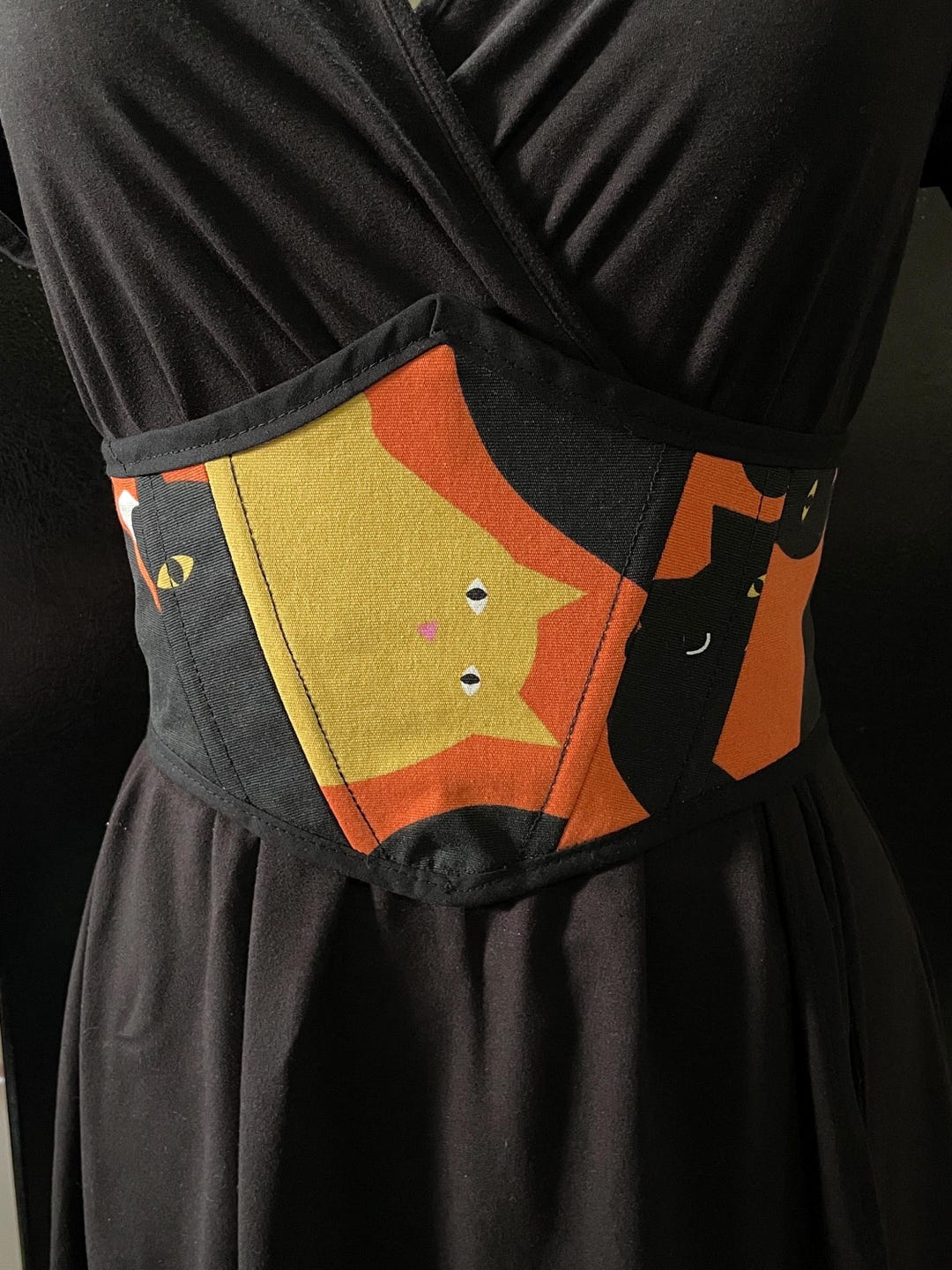 XS/S Handmade Reversible Corset Belt - Cat Print & Plaid - Etsy