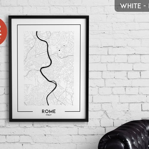 Rome Italy Map Printable Wall Art Rome Map Wall Art Print - Etsy