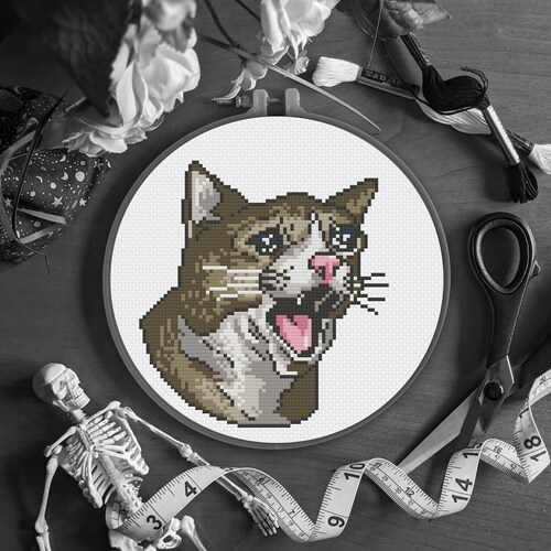 Polite Cat Meme Cross Stitch Pattern Funny Embroidery | Etsy