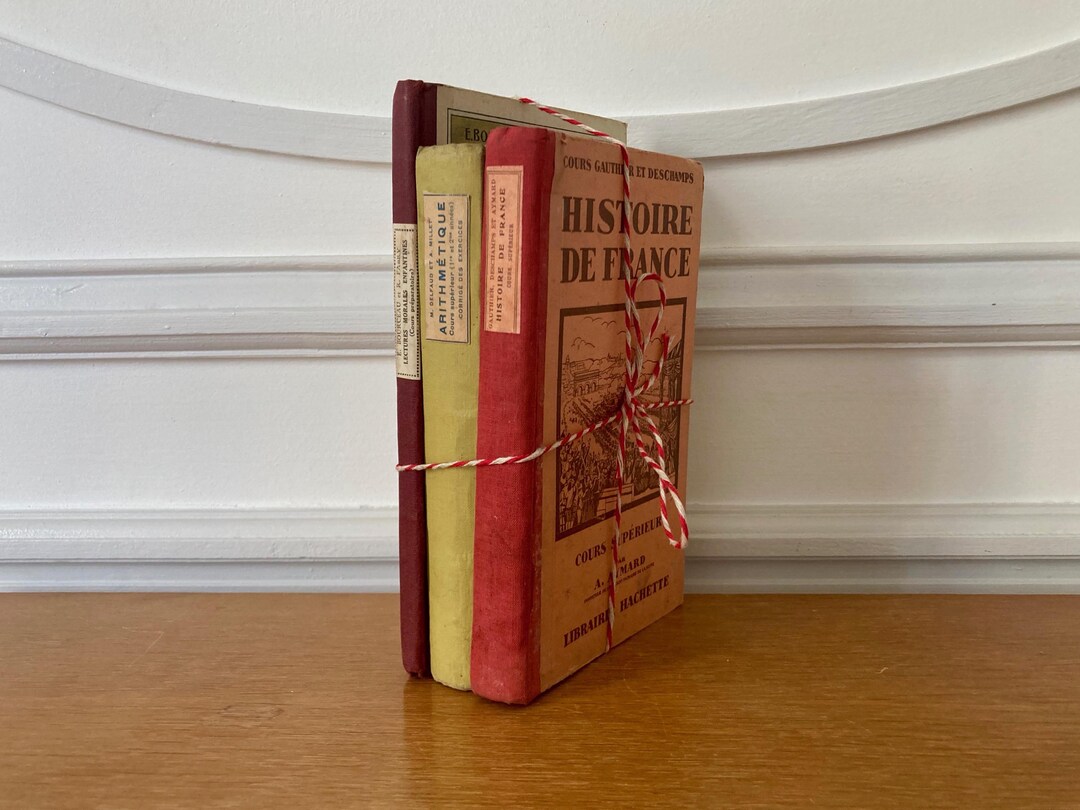 Books Textbooks School France Old Red French Vintage Set of Old School ...