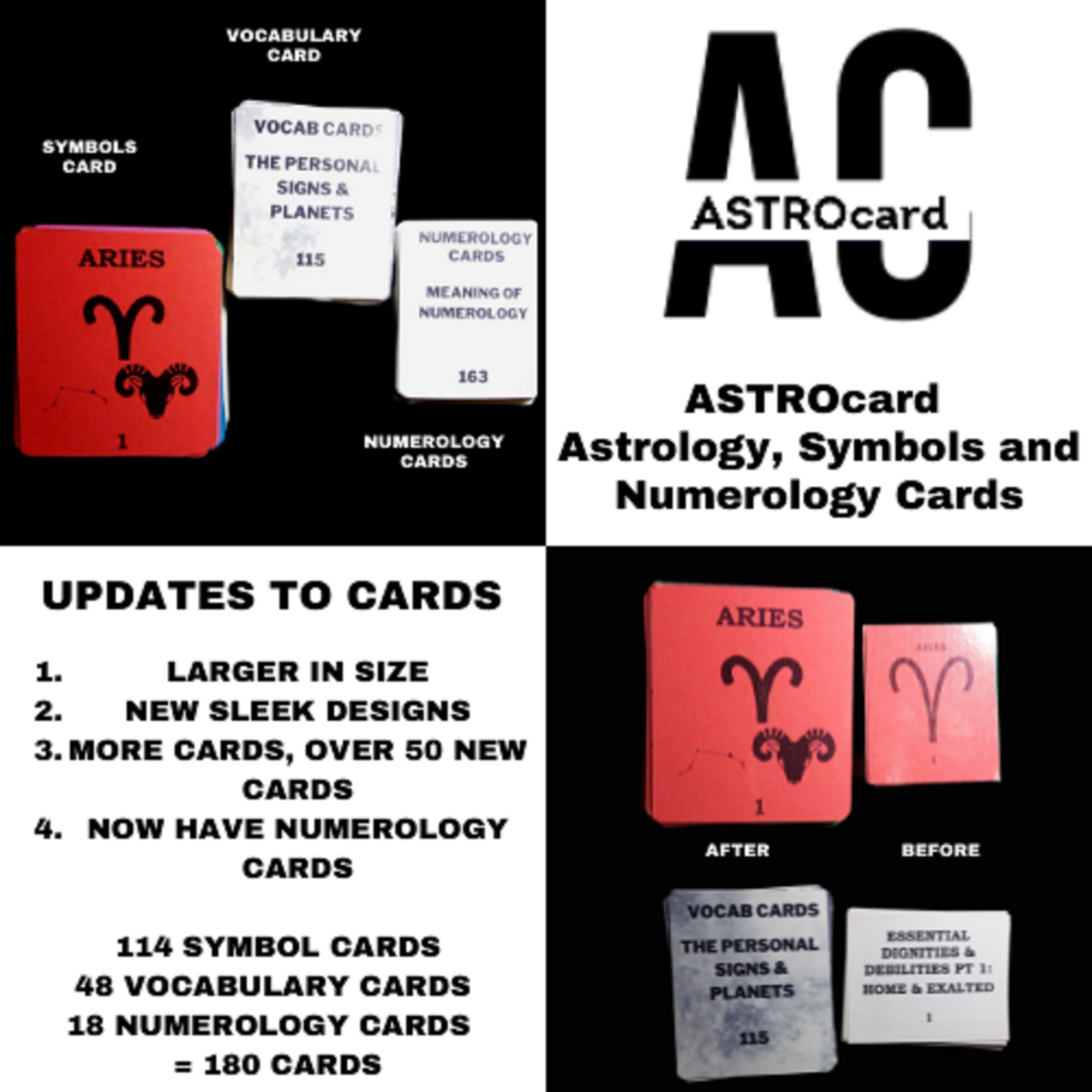 Astrocard Astrology Symbols, Vocabulary, and Numerology Flashcards ...