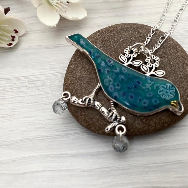 Blue Bird Necklace - Etsy