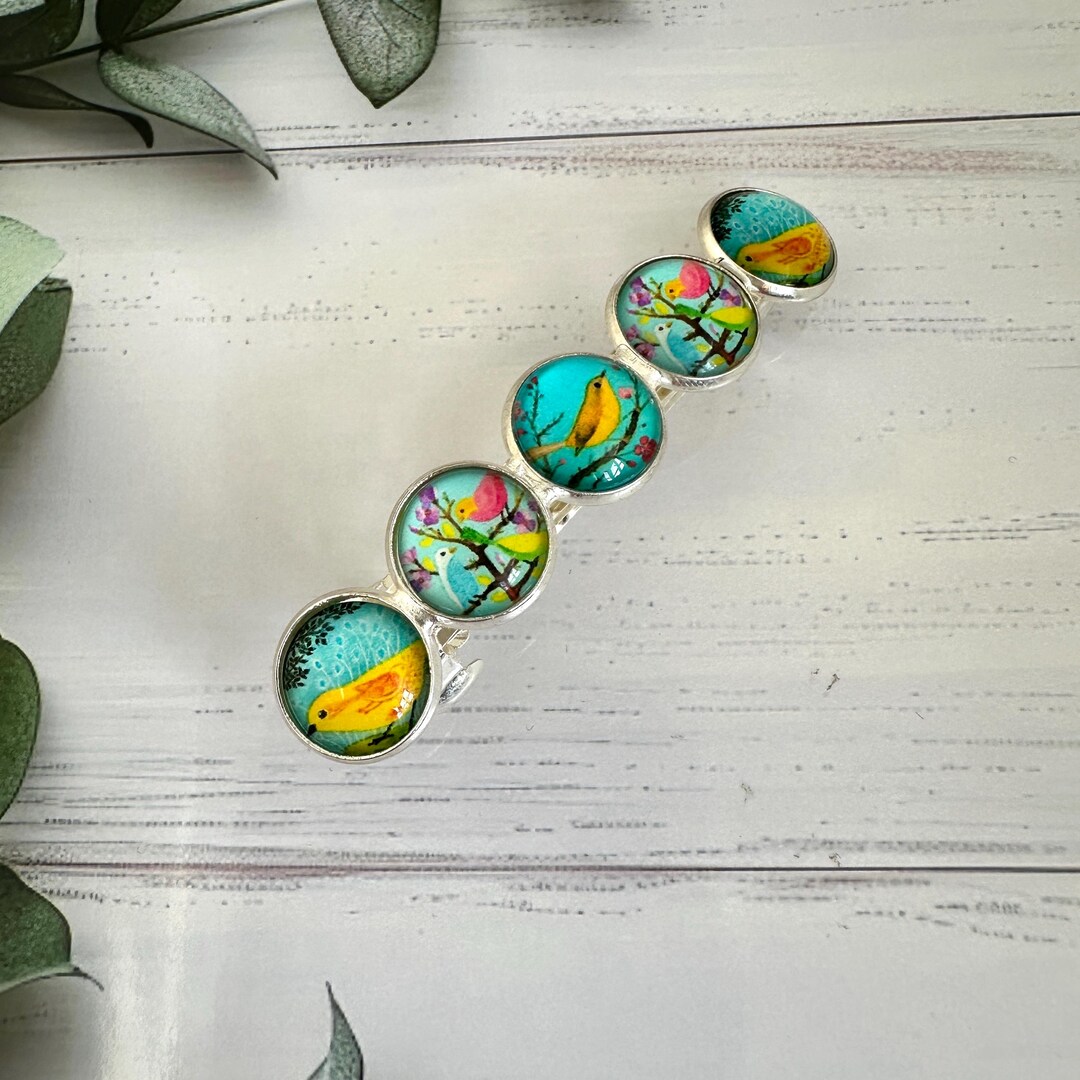 Bird & Tree Barrette: Duck Egg Blue French Hair Clip - Etsy Australia