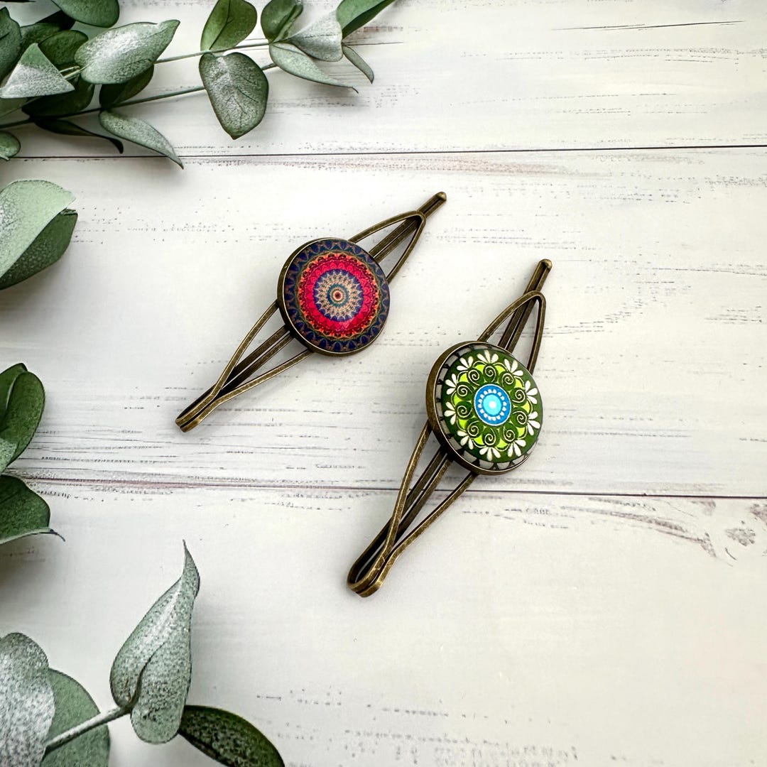 Mandala Hair Clip Set: Antique Bronze, India Inspired - Etsy