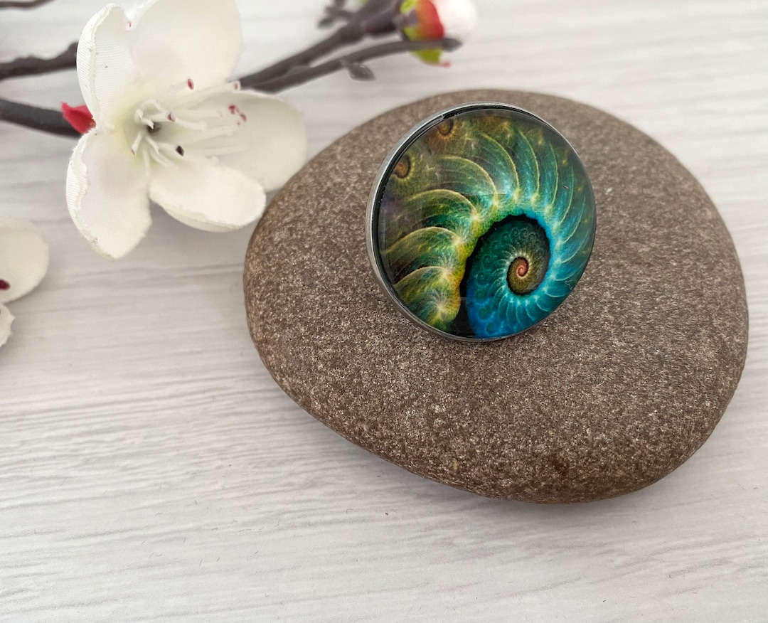 Emerald Green Metal Lapel Pin With Ammonite Fossil Detail - Etsy