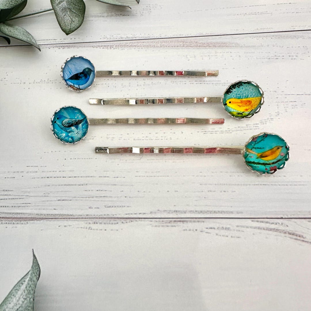 Bird Hair Clip Set, Mismatched Hair Slides, Bird Bobby Pins, Duck Egg ...