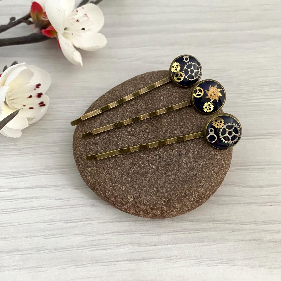 Steampunk Hair Slides, Hairpins With Cogs and Gears, Mechanical ...