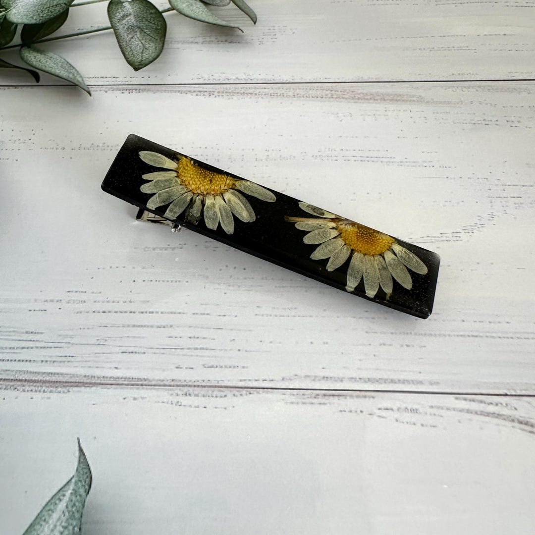 Real Daisy Hair Slide, Chamonile Flower Hair Grip, Resin Hairpin With ...