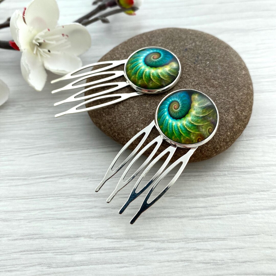 Ammonite Hair Comb Set, Small Hair Combs for Thin Hair, Fossil Printy ...