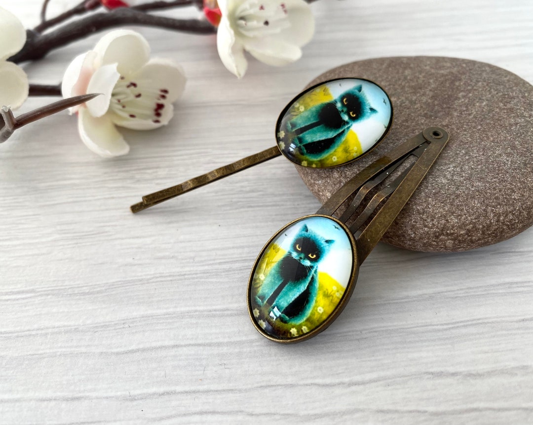 Cat Hair Clip Set for Women in the UK, Gift for Cat Lover, Mismatched ...
