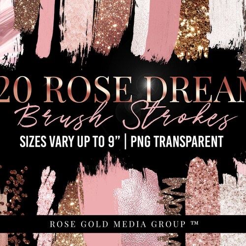 Rose Brush Strokes Rose Gold Brush Strokes Clip Art Hair - Etsy