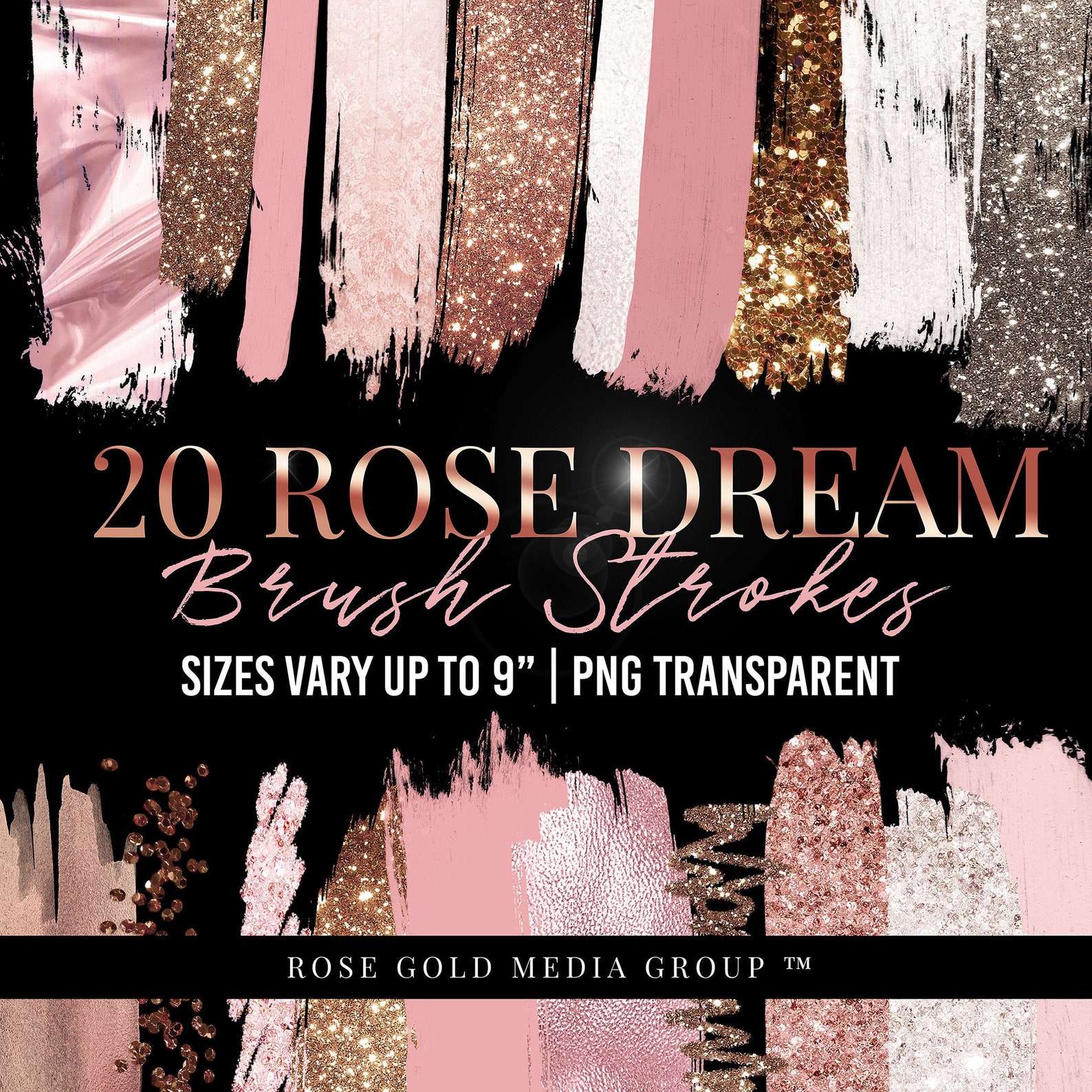 Rose Brush Strokes Rose Gold Brush Strokes Clip Art Hair - Etsy