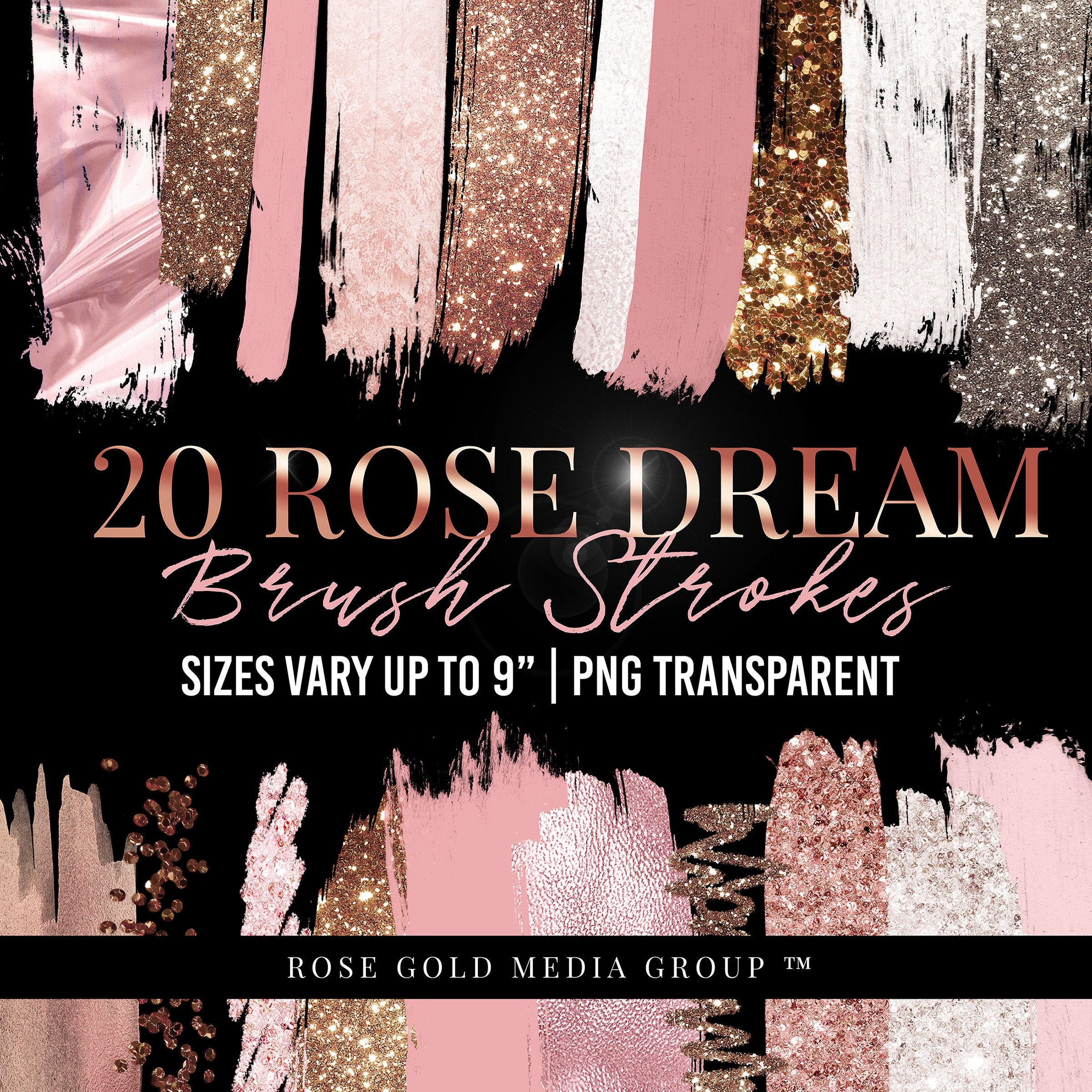 Rose Brush Strokes Rose Gold Brush Strokes Clip Art Hair | Etsy