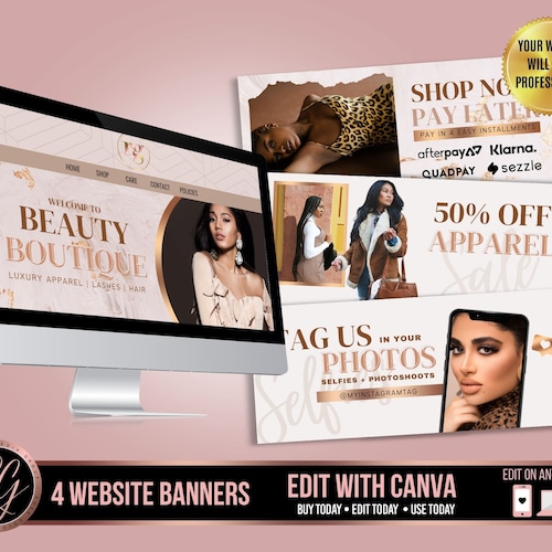 BEAUTY WEBSITE BANNER Diy Web Banner Shopify Banners Slide - Etsy
