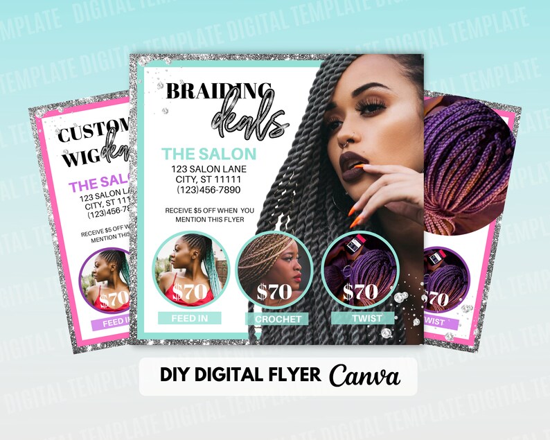 Hair Braiding Flyer Hair Braiding Business Canva Template - Etsy