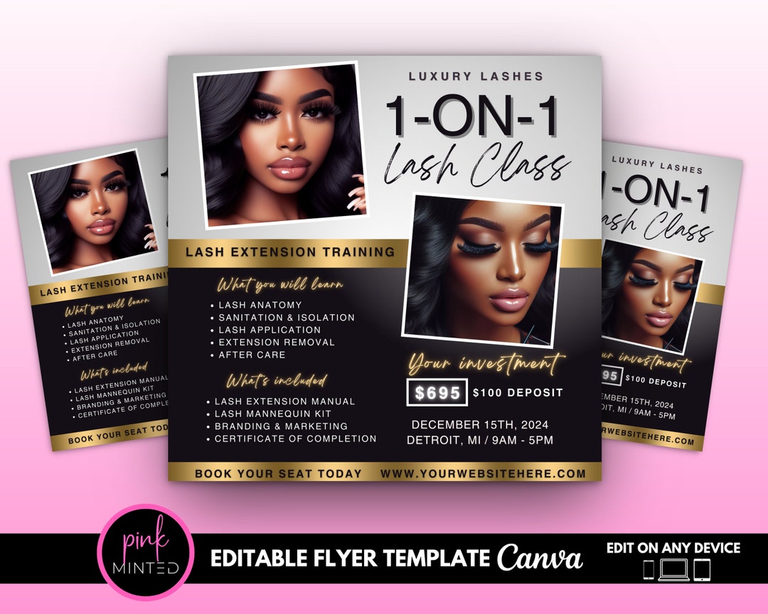 1on1 Lash Flyer, Lash Class Flyer, Lash Course Flyer, Eyelash Extension ...