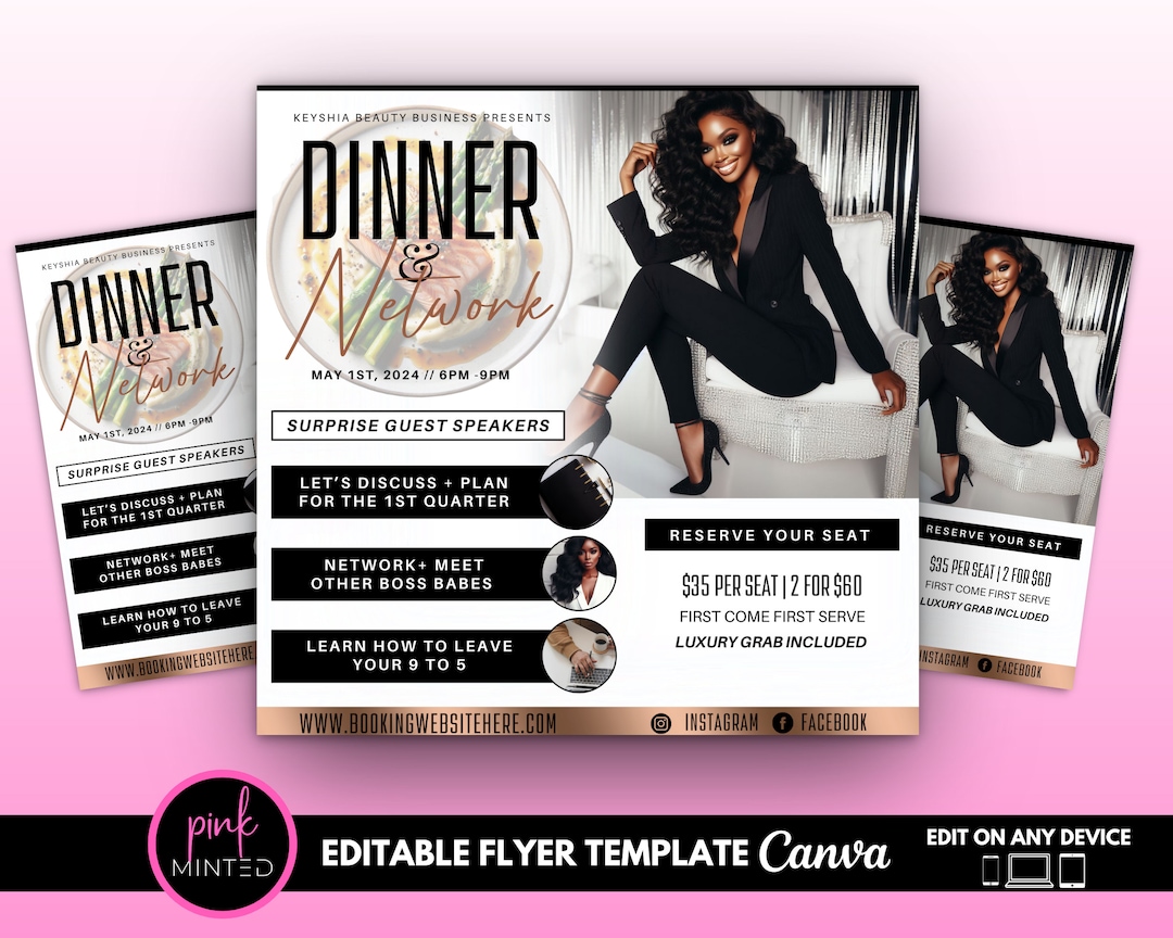Editable Brunch Flyer, Networking Flyer, Women's Empowerment Flyer ...