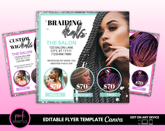 Hair Braiding Flyer Hair Braiding Business Canva Template - Etsy