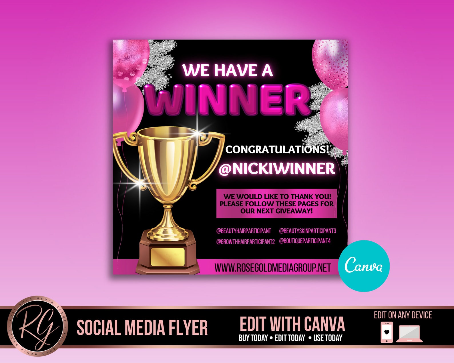 Raffle Flyer Contest Flyer Winner Flyer Giveaway Flyer | Etsy