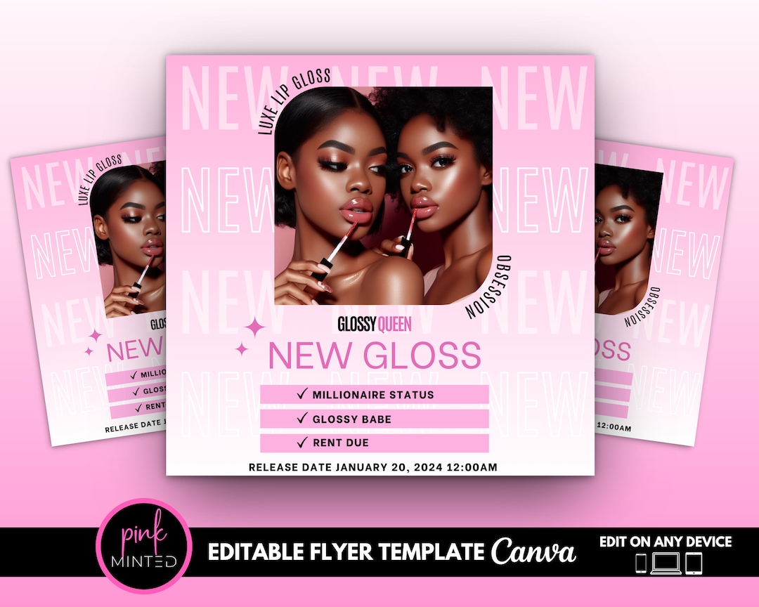 Lip Gloss Flyer, Lip Gloss Poster, Lip Gloss Business, Beauty Flyer ...