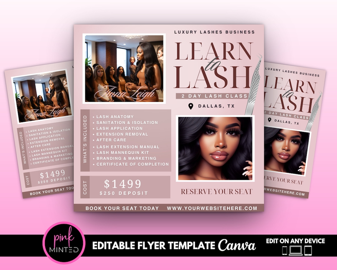 Learn to Lash Flyer, Lash Class Flyer, Lash Course Flyer, Lash Seminar ...