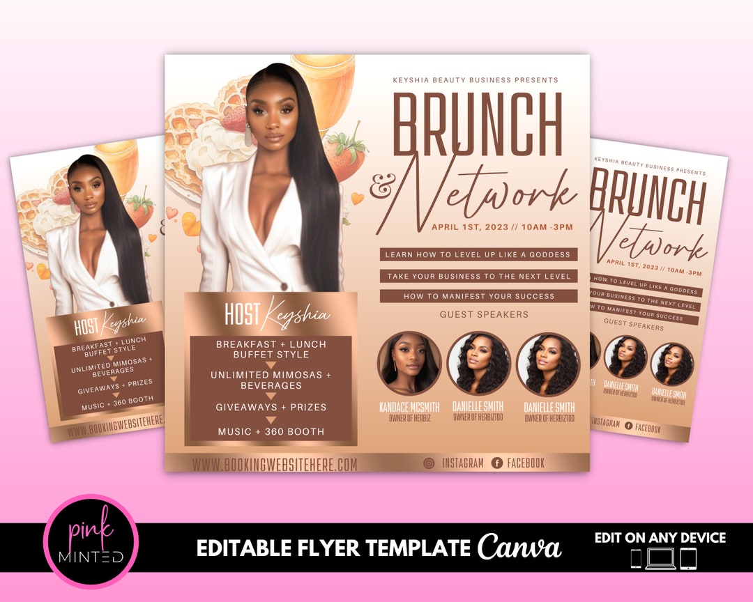 Editable Brunch Flyer, Networking Flyer, Women's Empowerment Flyer ...