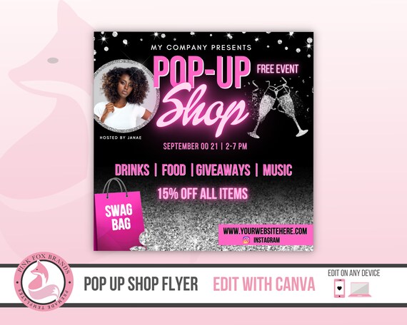 POP UP SHOP Flyer Sip and Shop Flyer Canva Flyer Beauty - Etsy