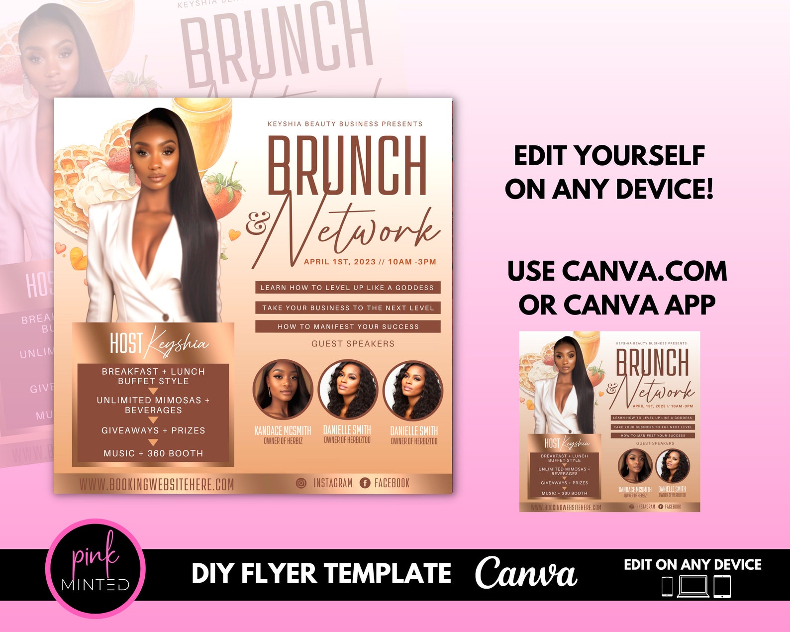 Editable Brunch Flyer Networking Flyer Women's - Etsy