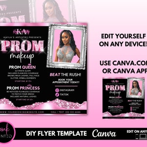 Prom Makeup Flyer, Prom Makeup, MUA Flyer, Prom Season Canva Flyer - Etsy