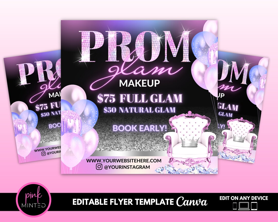 Prom Giveaway Flyer, Prom Sale Flyer, Prom Lash Flyer, Prom Night Sale ...