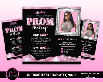 Prom Makeup Flyer Prom Makeup MUA Flyer Prom Season Editable Canva ...