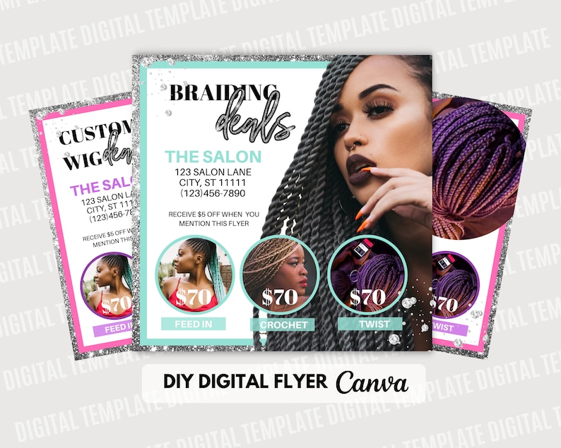 Hair Braiding Flyer Hair Braiding Business Canva Template - Etsy