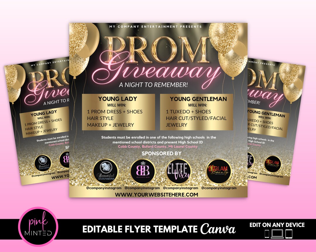 Prom Giveaway Flyer, Prom Sale Flyer, Prom Lash Flyer, Prom Night ...