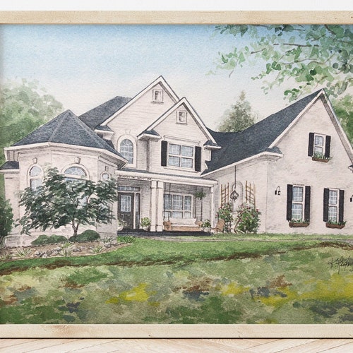 Custom House Portrait Custom Hand-drawn Hand-painted Home - Etsy