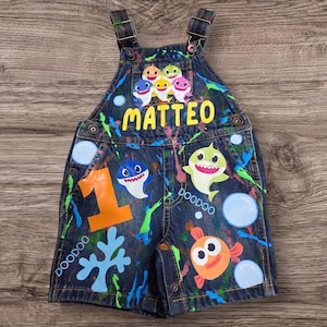 Baby Shark Short Overall Birthday Outfit - Etsy