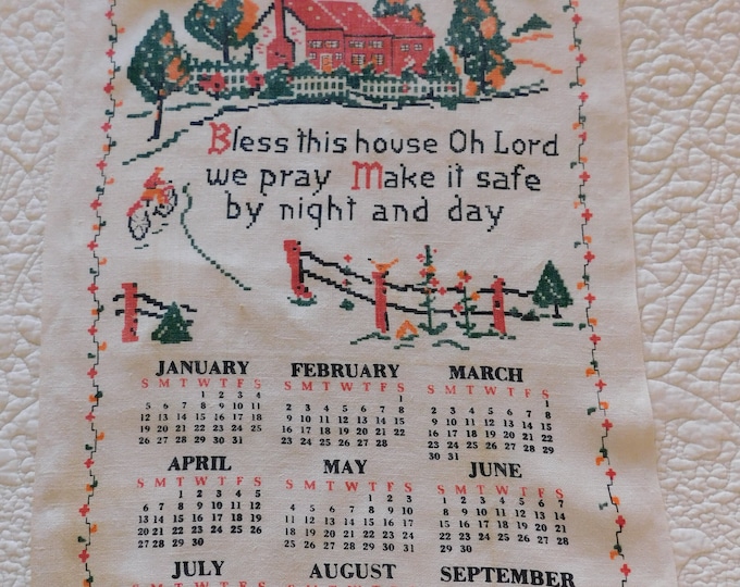 Vintage 1960's Retro Linen Tea Towel Calendar - Etsy