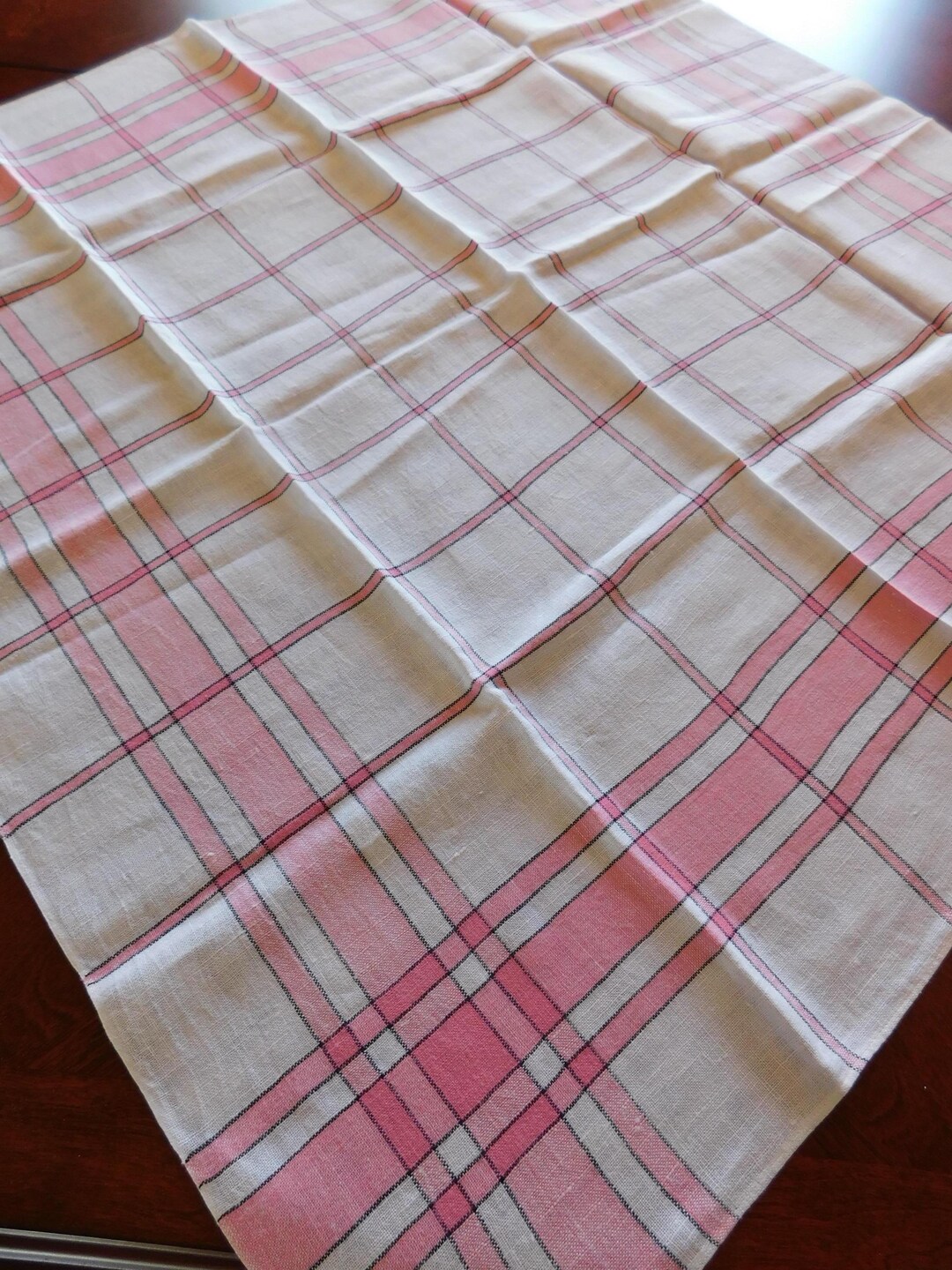 Vintage Red Plaid Tablecloth Square Linen Tablecloth - Etsy