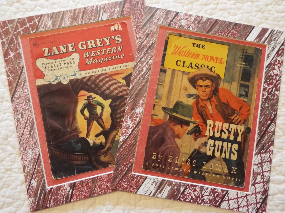 Vintage Western Cowboy Book Covers Matted for Framing - Etsy