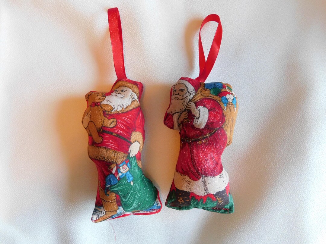 Vintage Cranston Printworks Santa Ornaments: Handmade Fabric Christmas ...